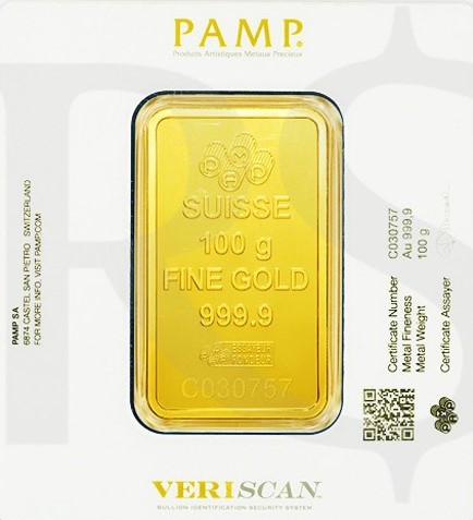 Pamp Suisse Lady Fortuna Gold Bar 100g - GoldSilver Central Pte Ltd